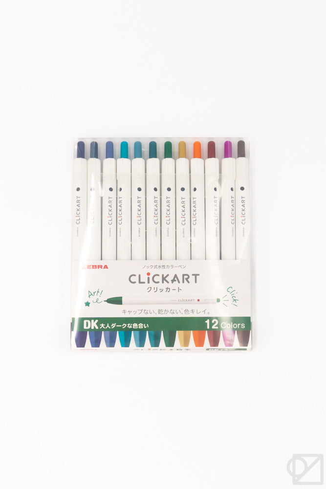 ZEBRA CLiCKART Retractable Marker Pen 12 Color Set Dark – Omoi Life Goods